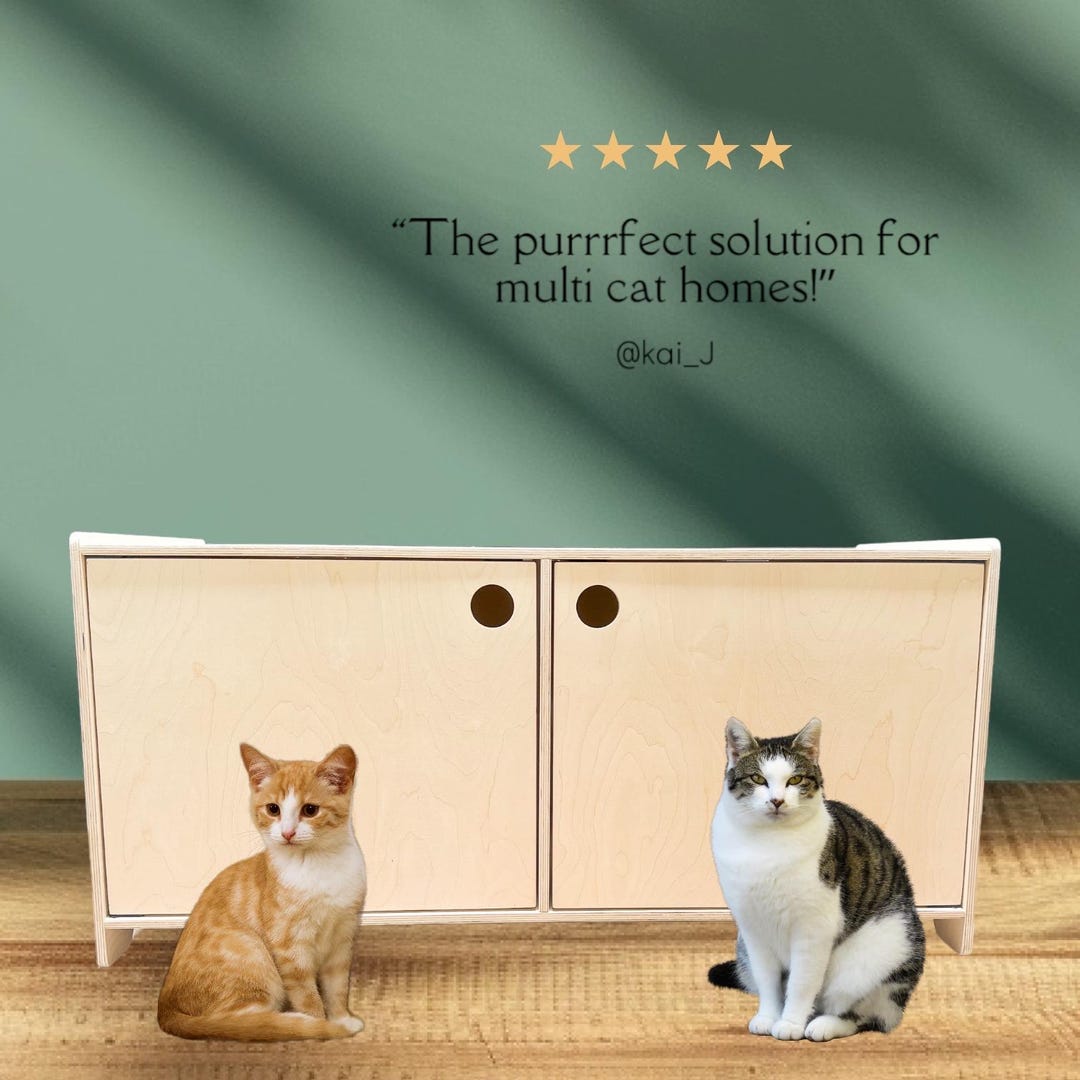 Double Litter Box Cat Litter Box Cabinet for Cat Custom Modern Pet ...