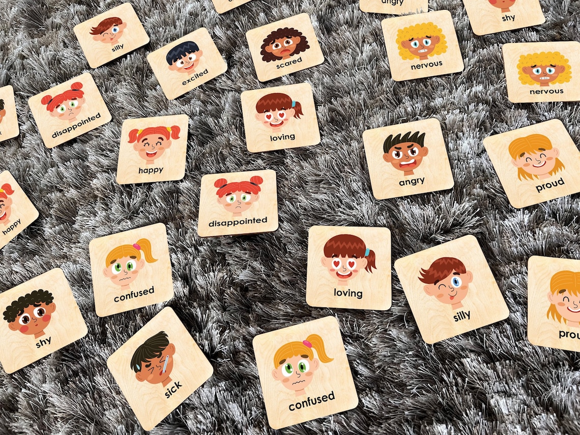 Montessori Wooden Emotions Game Memory Learning Cards - Etsy