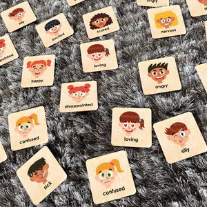 Montessori Wooden Emotions Game - Memory Learning Cards - Emotion Game ...