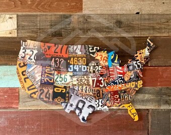 License Plate Map USA Large Metal Wall Art Print - Etsy