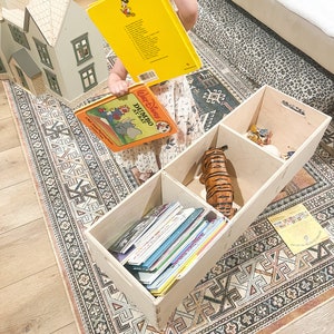 Montessori Wooden Book Bin Bookshelf Storage Cubbies Toddler Bookcase ...