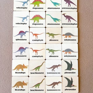 Montessori Wooden Dinosaur Game - Dinosaur Memory Cards - Memory Game ...