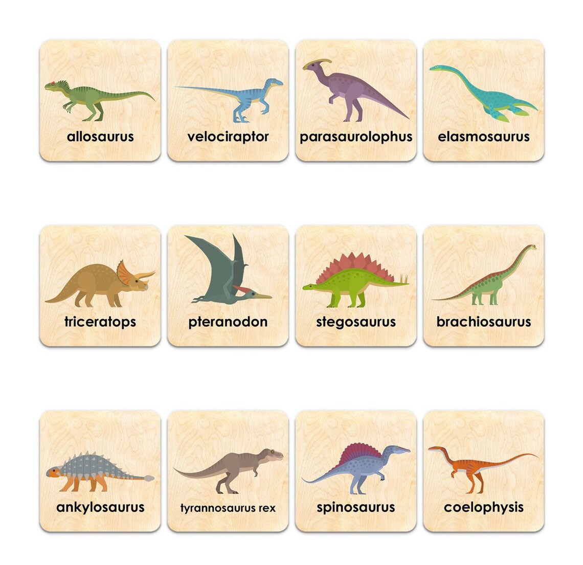 Montessori Wooden Dinosaur Game Dinosaur Memory Cards - Etsy