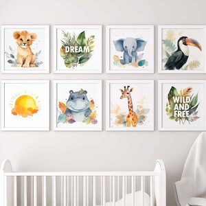 Set of 8 Safari Animal Posters Instant Download Kids Room - Etsy