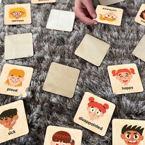 Montessori Wooden Emotions Game - Memory Learning Cards - Emotion Game ...