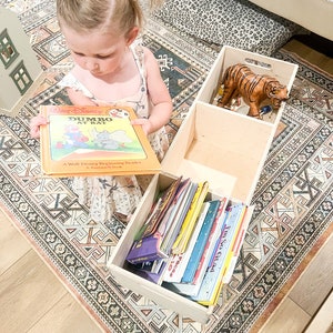Montessori Wooden Book Bin Bookshelf Storage Cubbies Toddler Bookcase ...