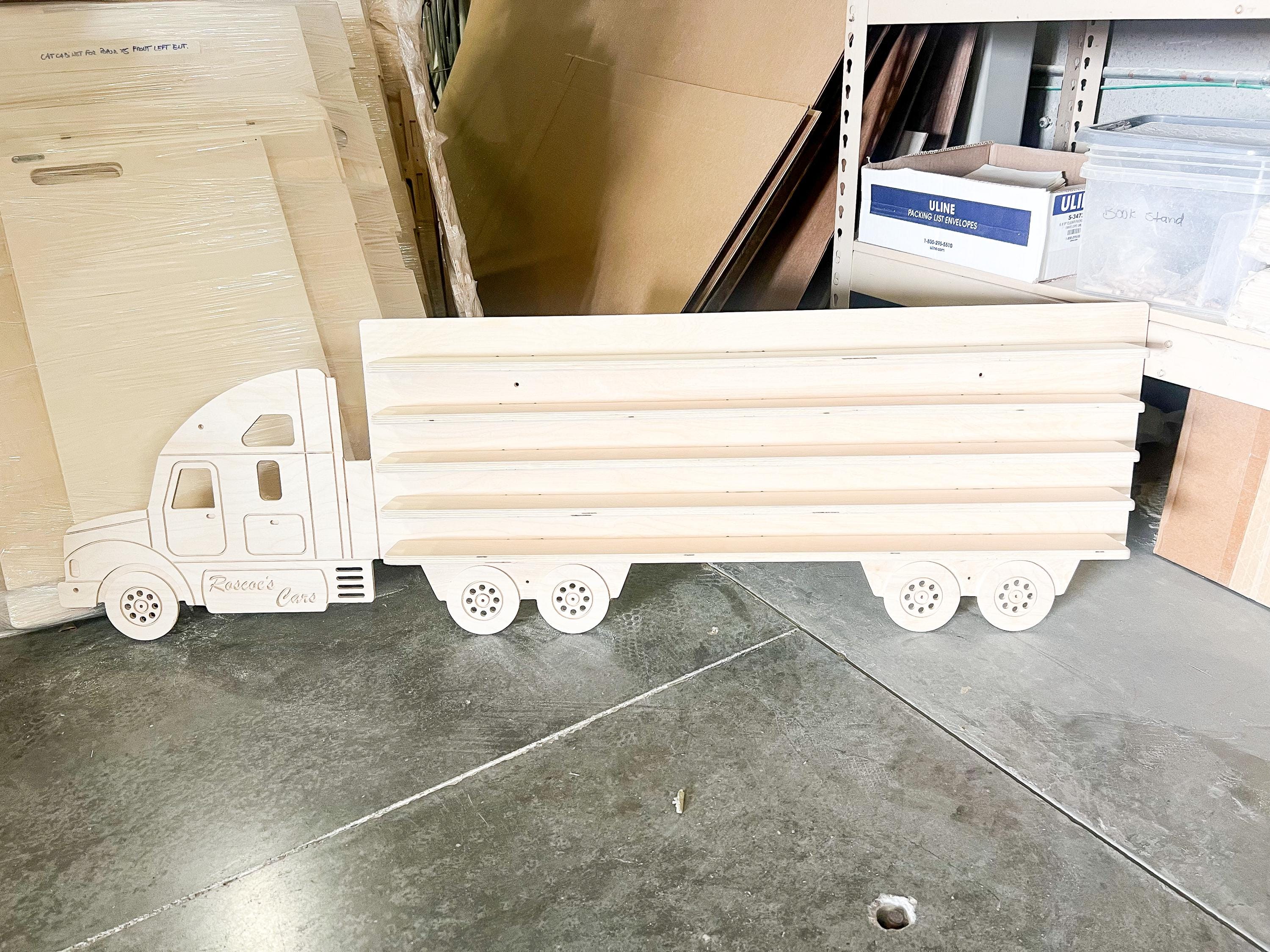 Baltic Birch Plywood Truck Shelf for Toy Cars, Wall Mounted Display ...