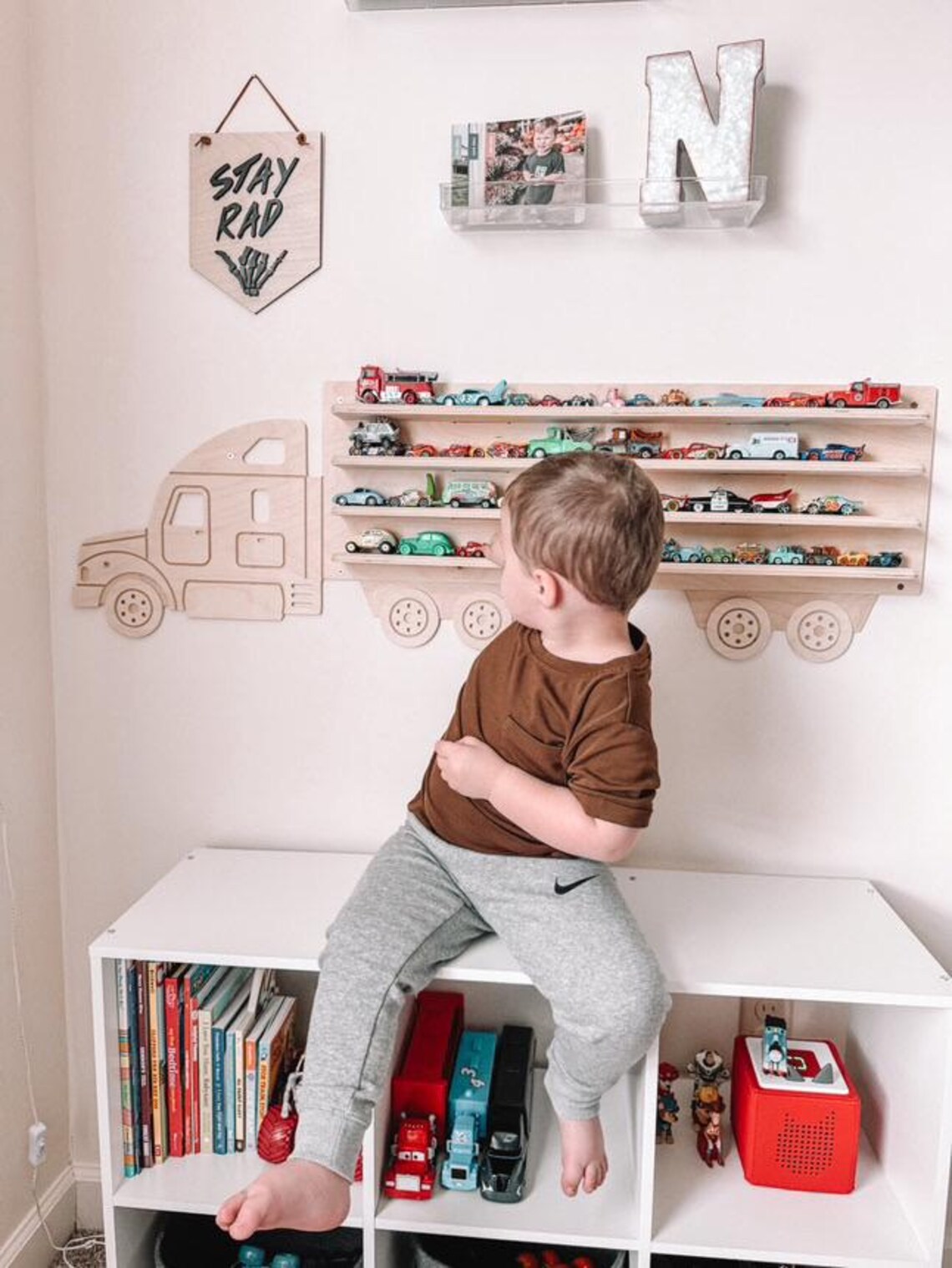 Baltic Birch Plywood Truck Shelf for Toy Cars, Wall Mounted Display ...