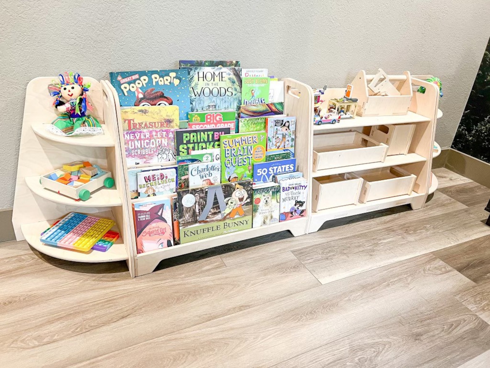 SHEA Montessori Corner Toy Shelfs Set of 2 Toddler Toy | Etsy