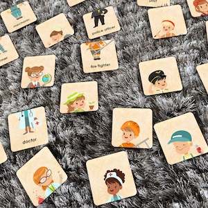 Montessori Wooden Professions Memory Game – Toddler Educational Career ...