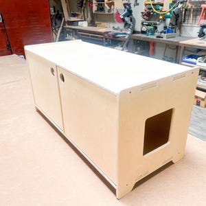 Double Litter Box Cabinet – Modern Baltic Birch Pet Furniture for ...