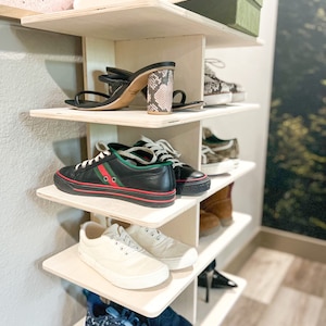 Shoe Tower Minimalist Design Wooden Shoe Rack Closet Organizer Wood ...