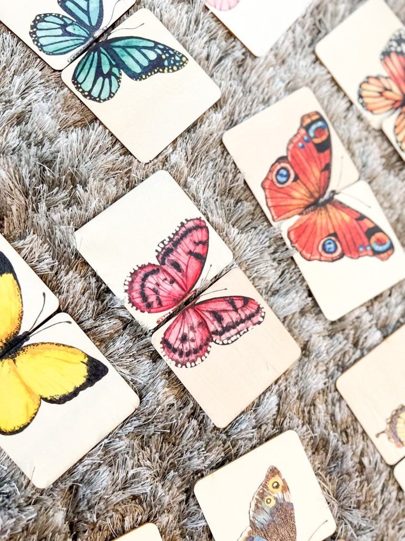 Montessori Wooden Butterfly Game - Butterfly Memory Cards - Memory Game ...