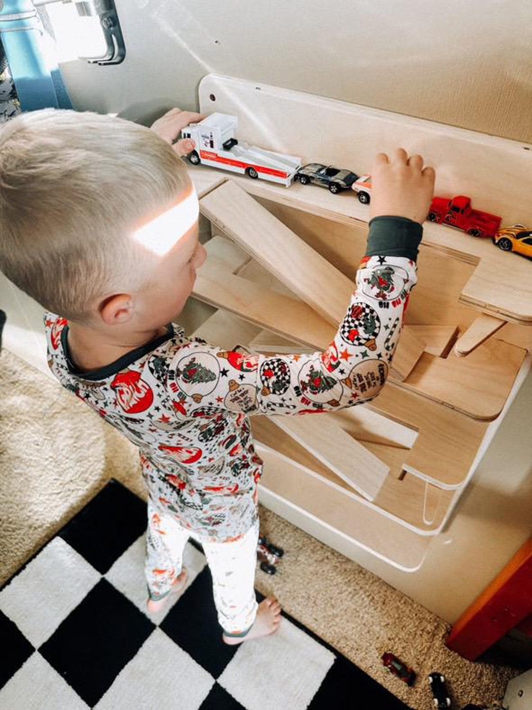 Baltic Birch Plywood Toy Shelf for Cars, Wall Mounted Display for ...