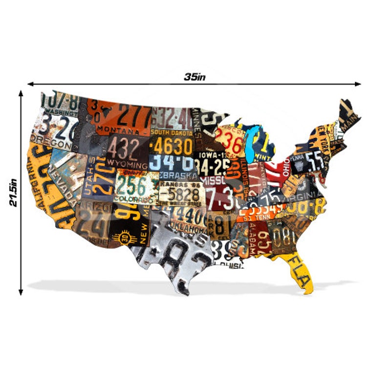 Vintage License Plate Map Sign Metal Dibond Print Rustic - Etsy