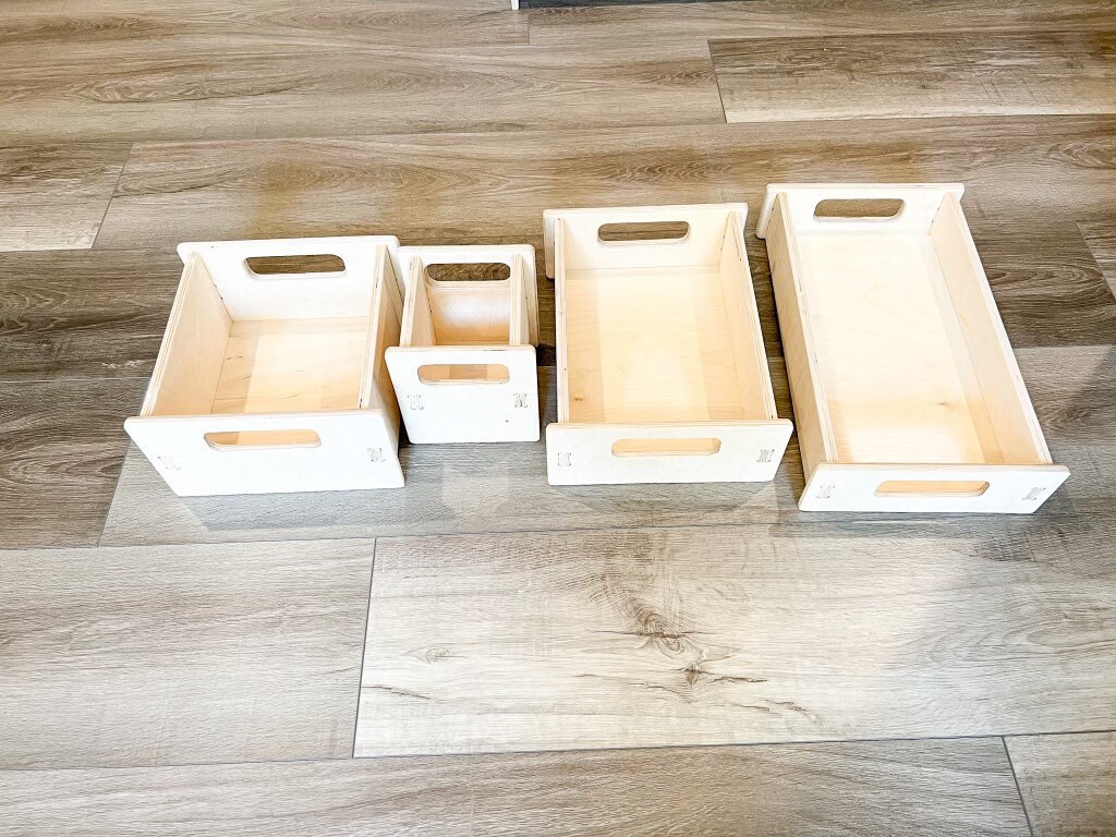 DANI Set of 4 Montessori Storage Bins Wooden Storage Boxes - Etsy