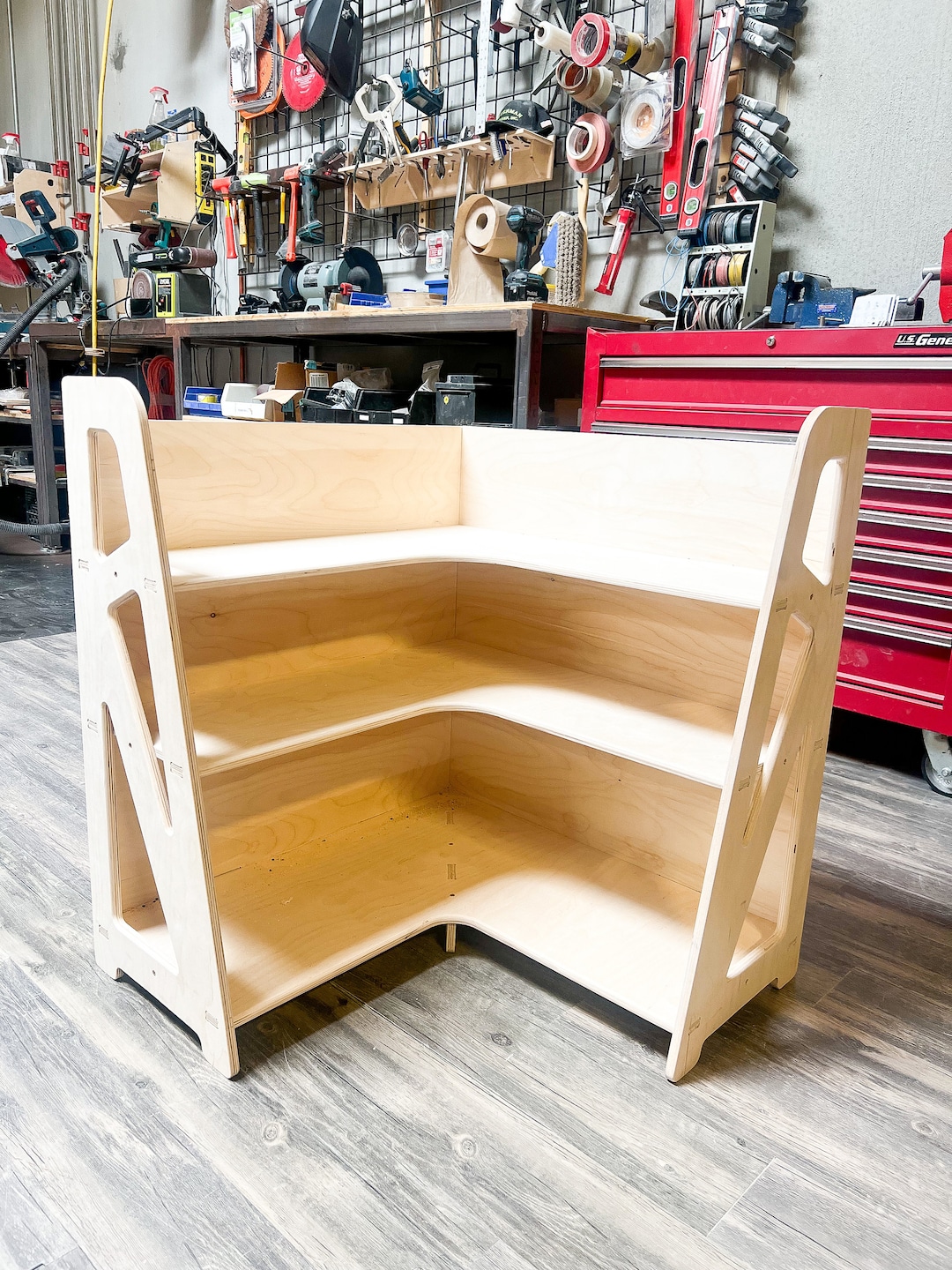 Montessori Corner Toy Shelf, 3-tier Wooden Bookshelf for Nursery ...