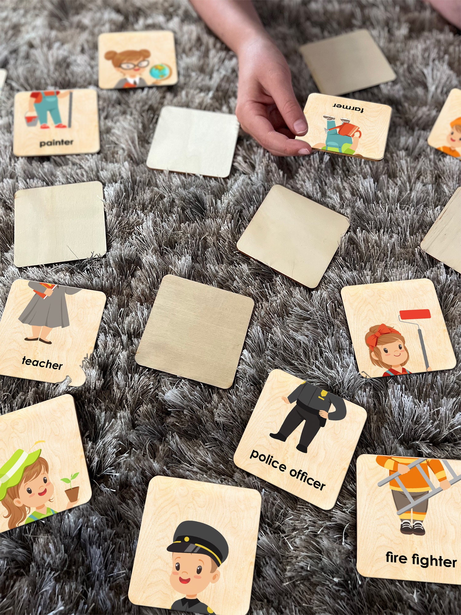 Montessori Wooden Professions Memory Game – Toddler Educational Career ...