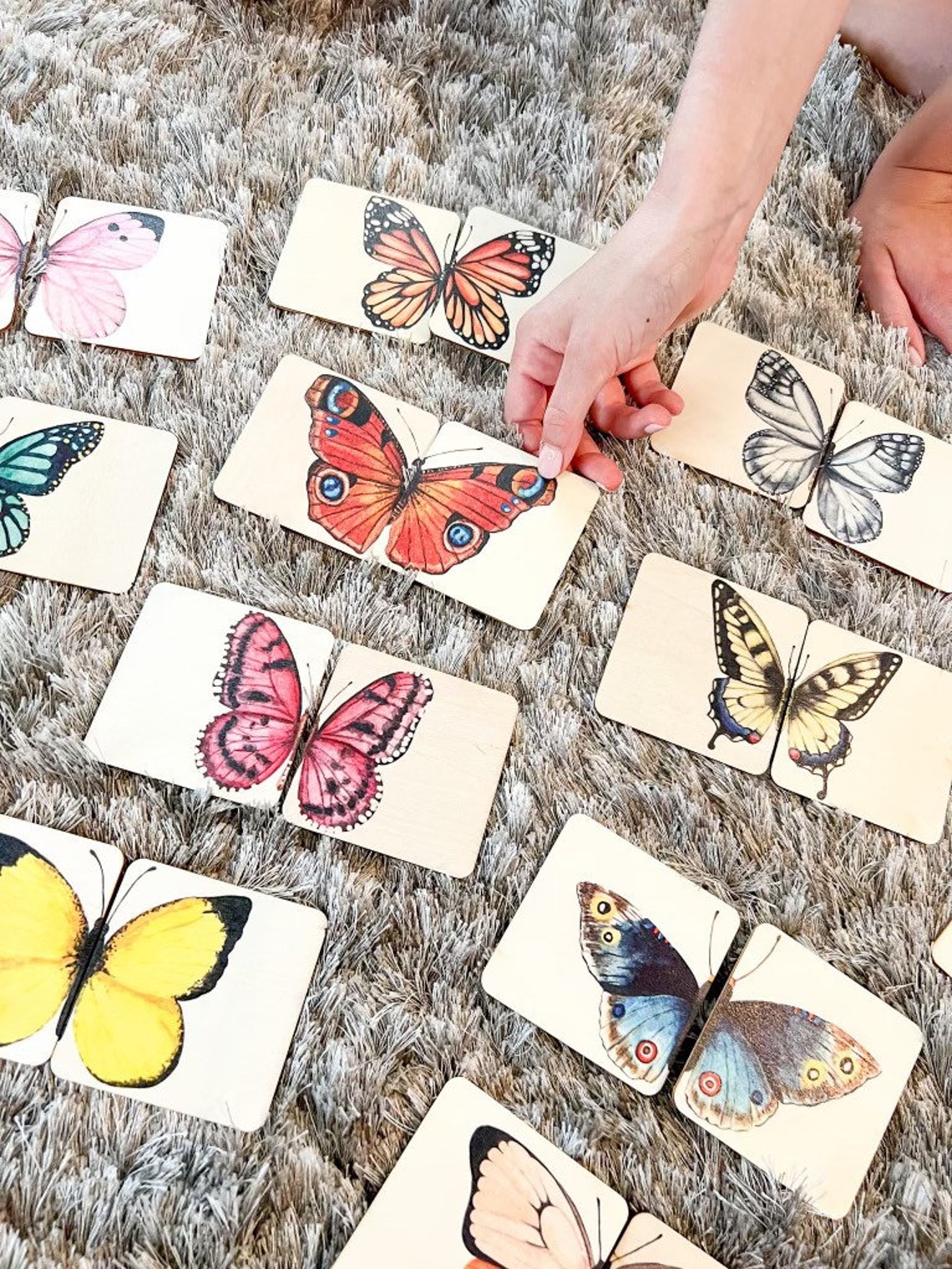 Montessori Wooden Butterfly Game - Butterfly Memory Cards - Memory Game ...