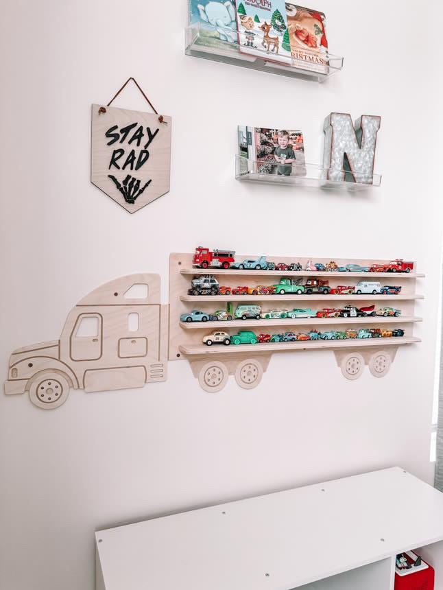 Baltic Birch Plywood Truck Shelf for Toy Cars, Wall Mounted Display ...