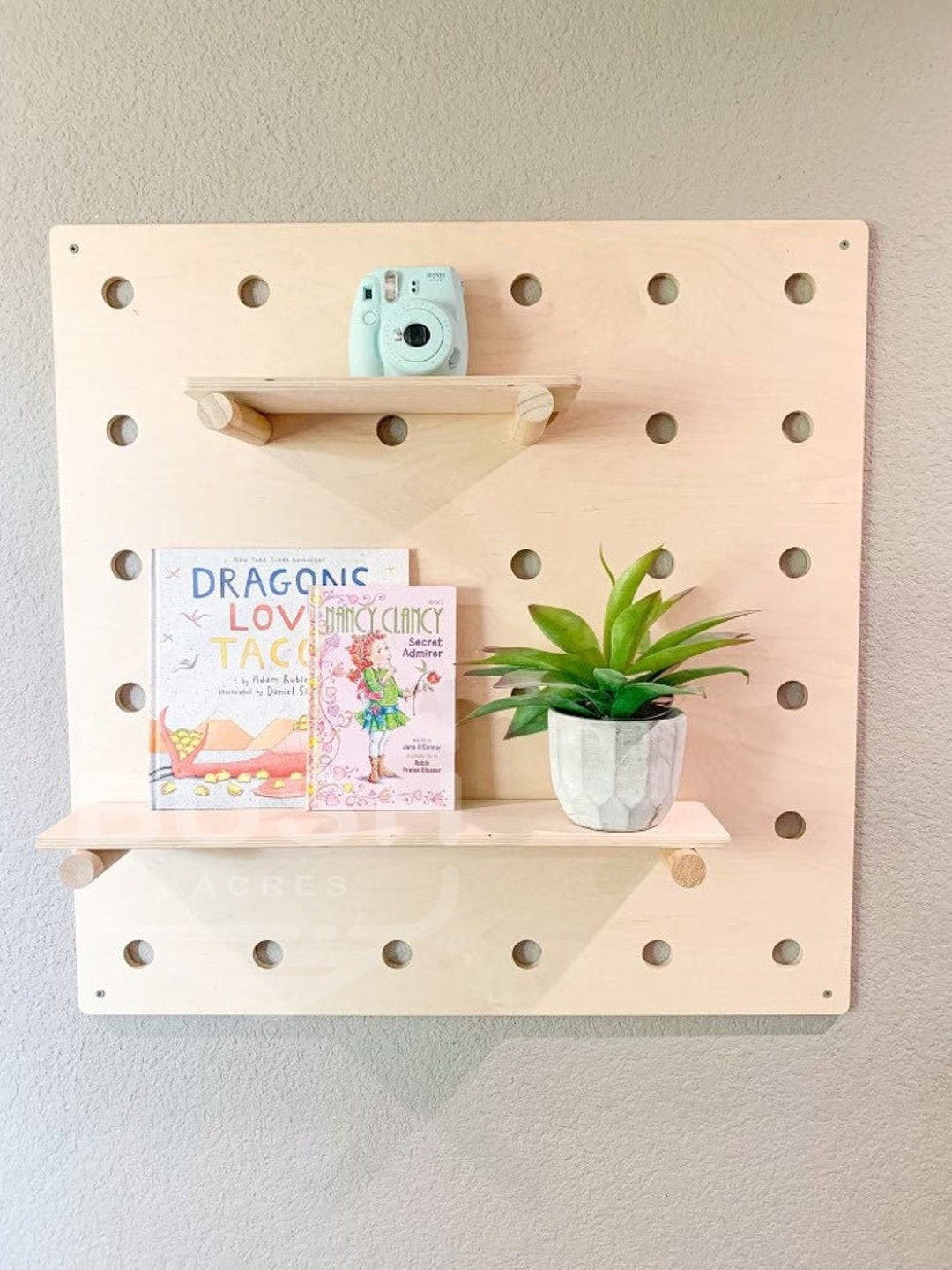 Retail Display Shelf Minimalist Shelving Pegboard Shelf Wood Wall Shelf ...