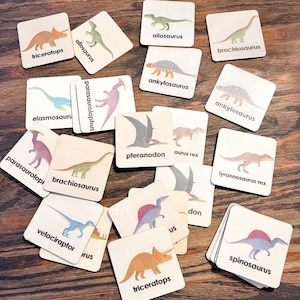 Montessori Wooden Dinosaur Game - Dinosaur Memory Cards - Memory Game ...