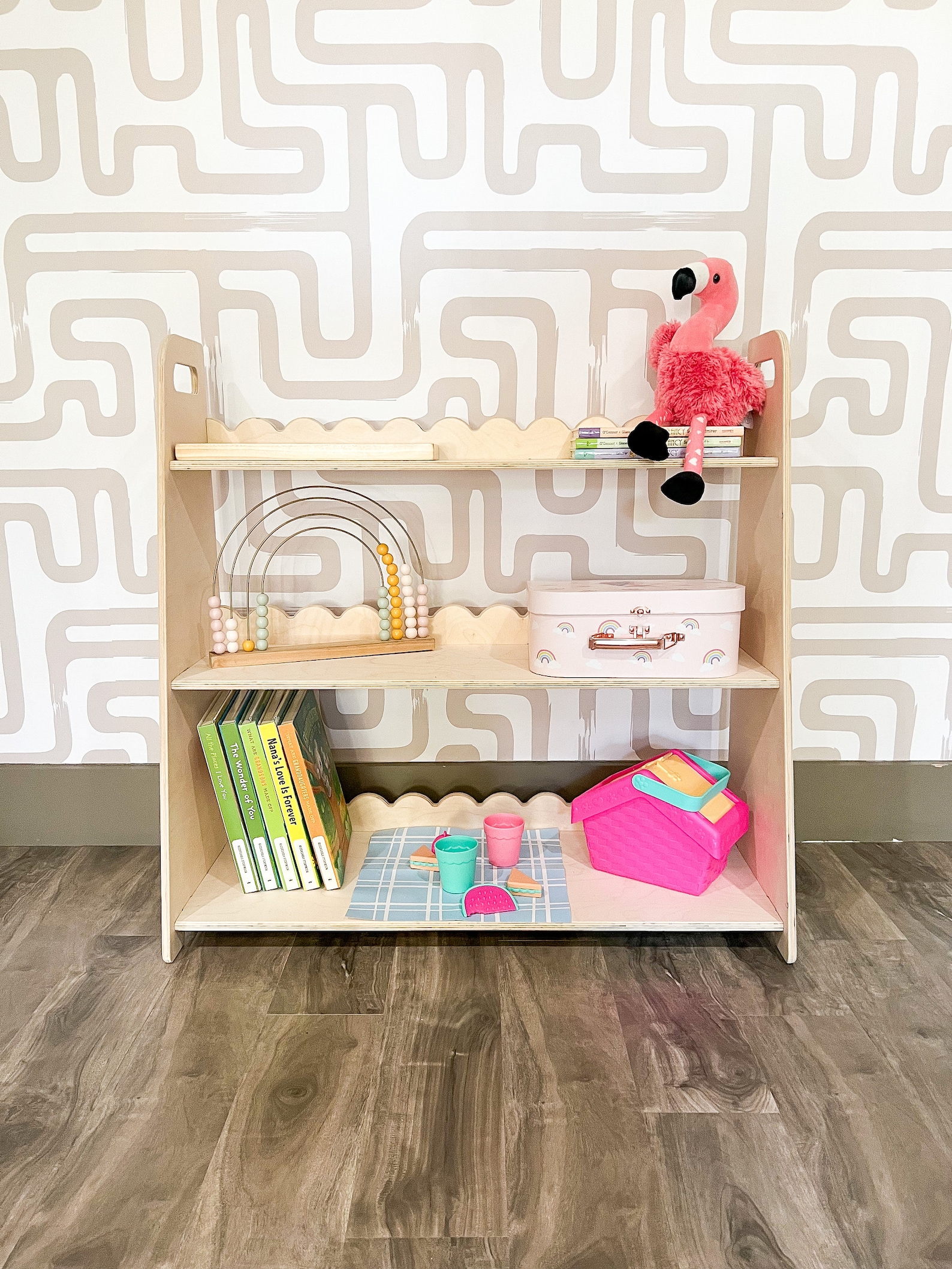 Scalloped Toy Shelf for Toddler Montessori Toy Shelf Playroom Decor ...
