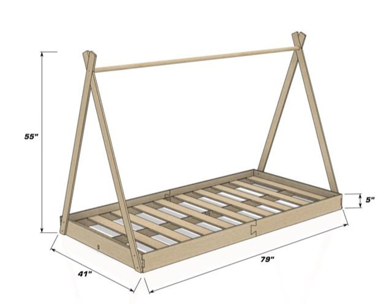SCOUT TWIN Size Bed Montessori Floor Bed tent Bed Tee Pee - Etsy