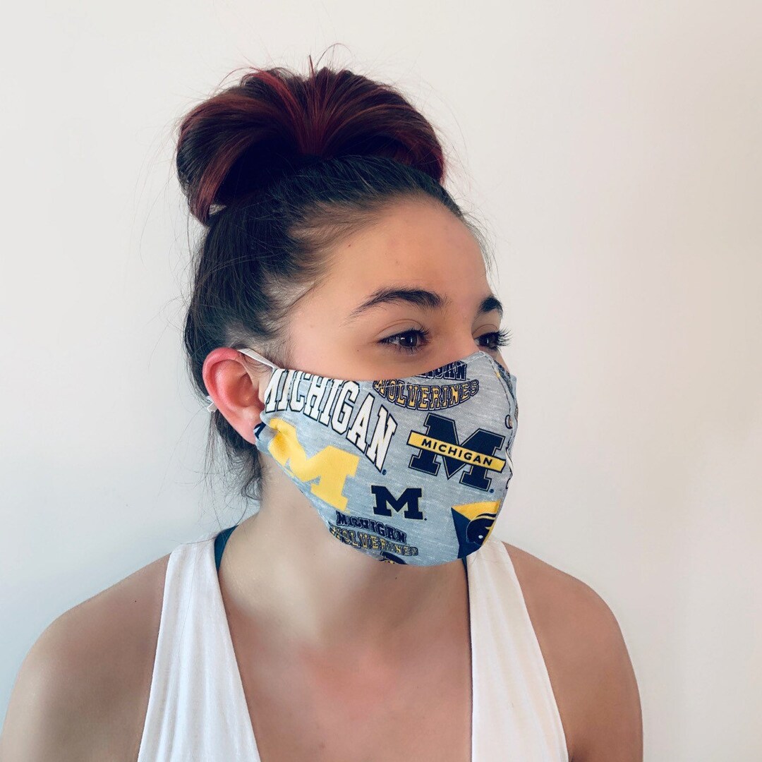 Adult Unisex Face Mask Uofm Michigan Pop-art Cotton Usa-made, Washable ...
