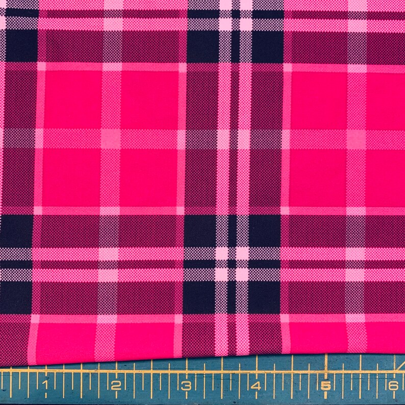 Pink Plaid Print Nylon/spandex Fabric By-the-yard - Etsy