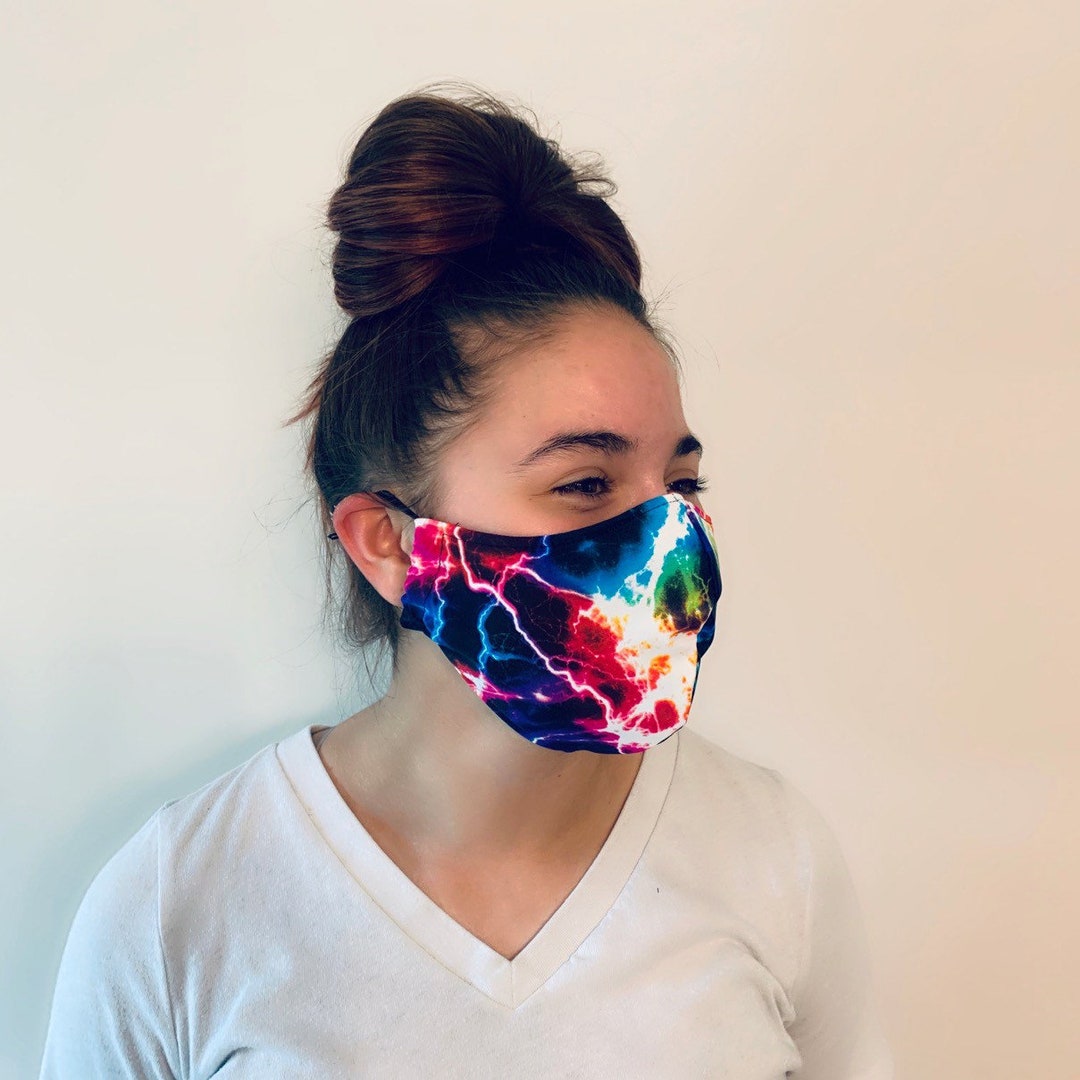 Unisex Adult Reusable Face Mask Cosmic Thunder Lightning Print Spandex ...