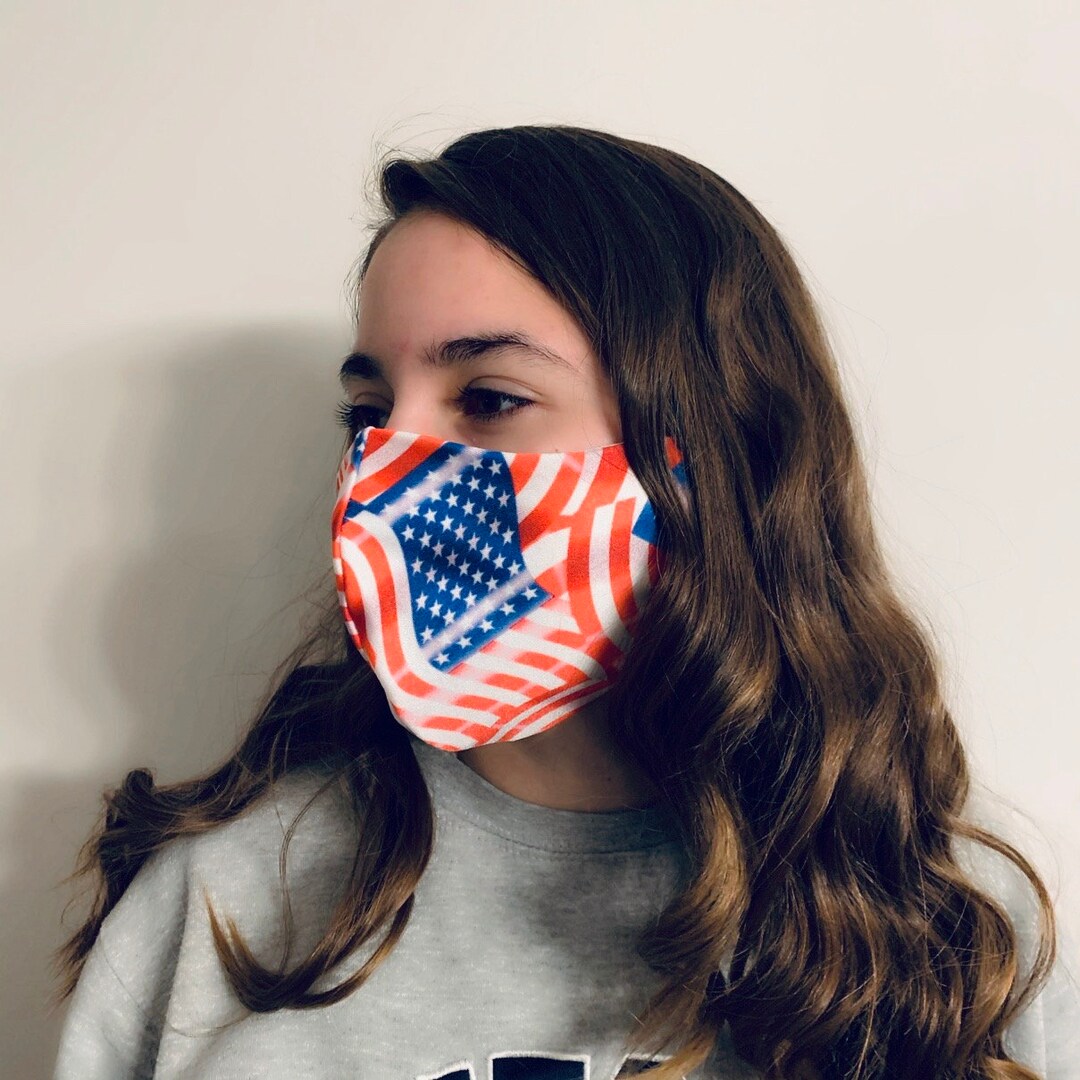 Unisex Adult Reusable Face Mask USA Flag Spandex Usa-made, Washable ...