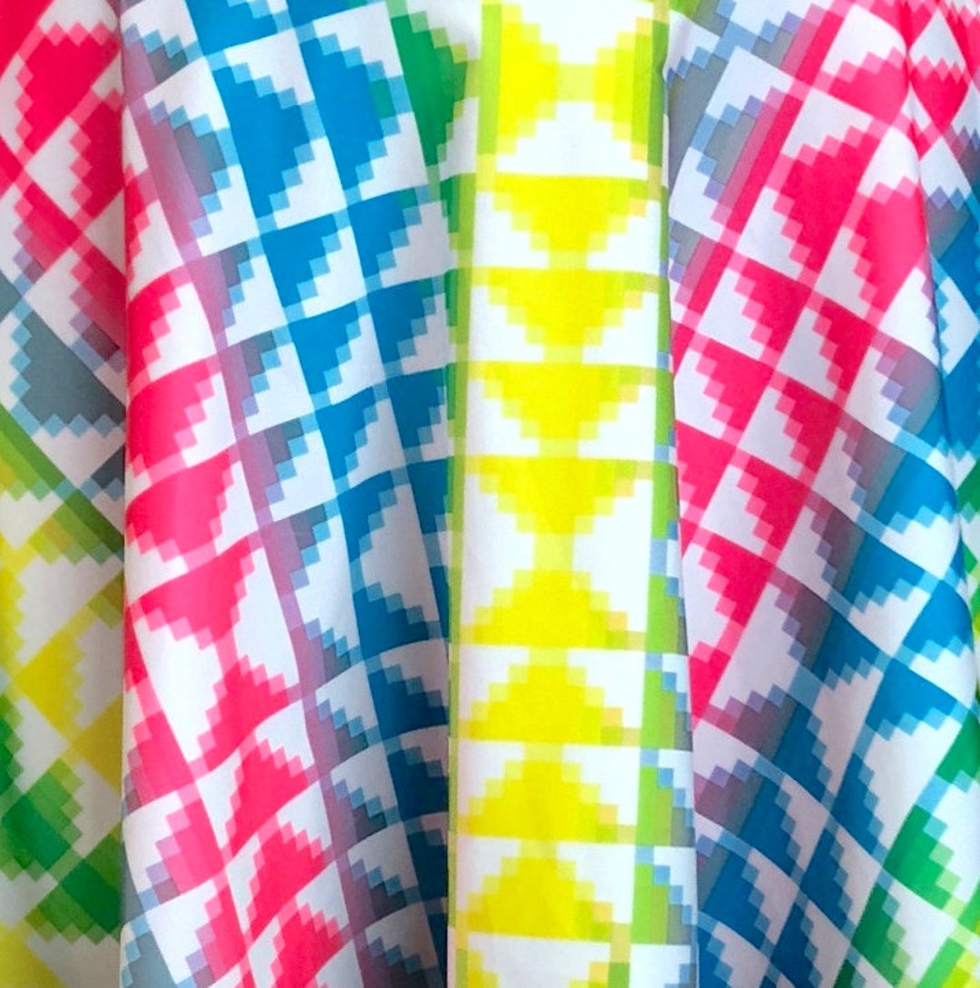 Neon Geometric Spandex Fabric By-the-yard | Neon Rainbow Material - Etsy