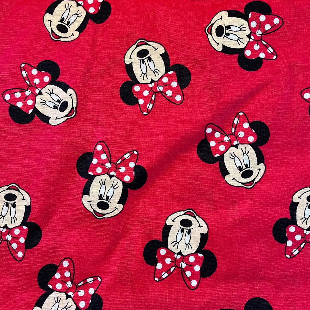 Minnie Mouse Cotton Quilting Craft Fabric By-the-yard Material Disney ...
