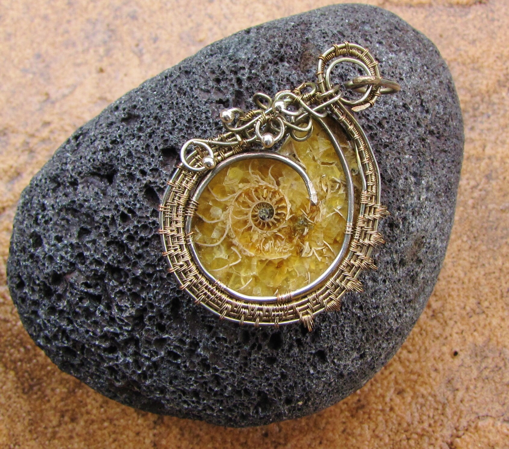 Ammonite Wire-wrap Pendant - Etsy