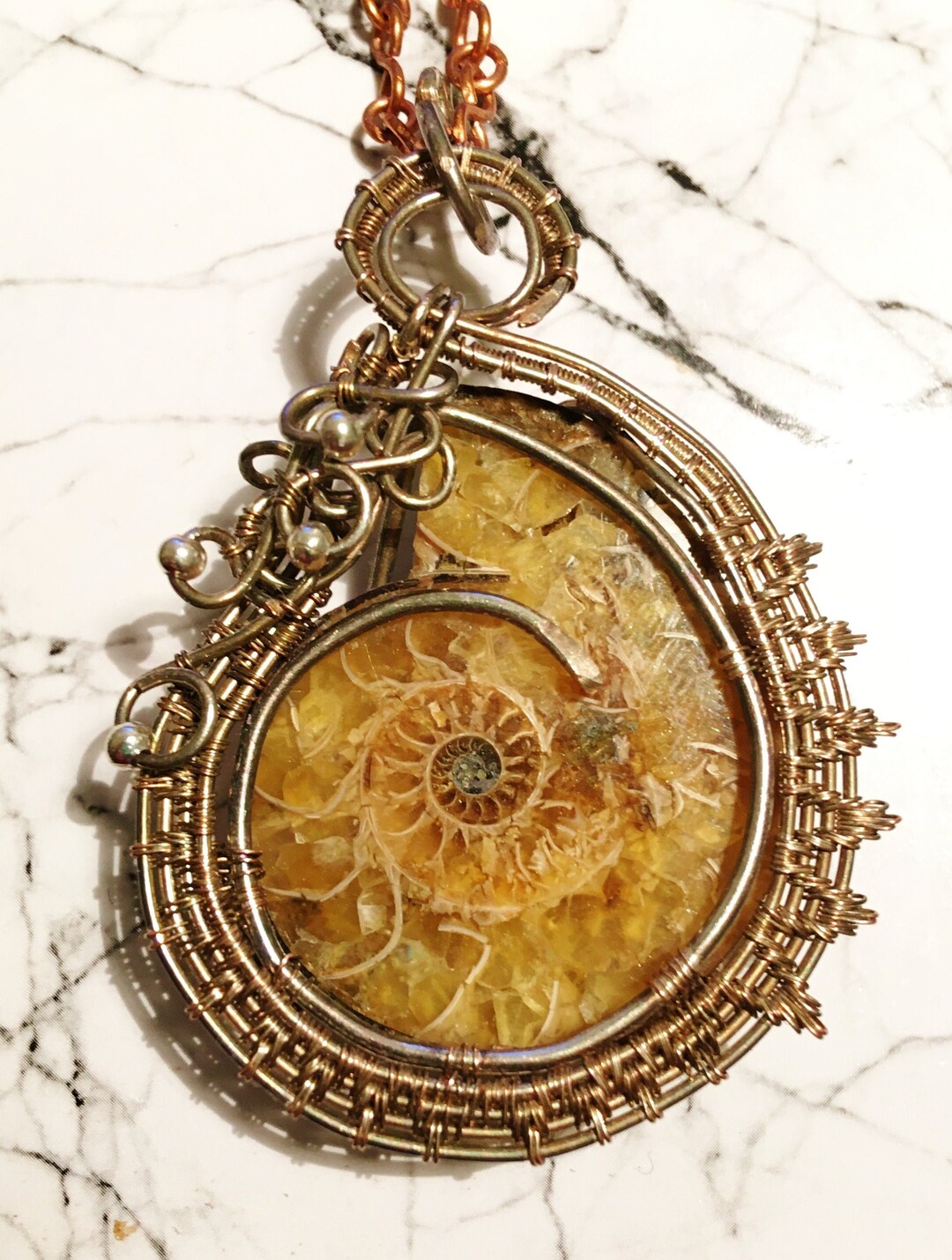 Ammonite Wire-wrap Pendant - Etsy
