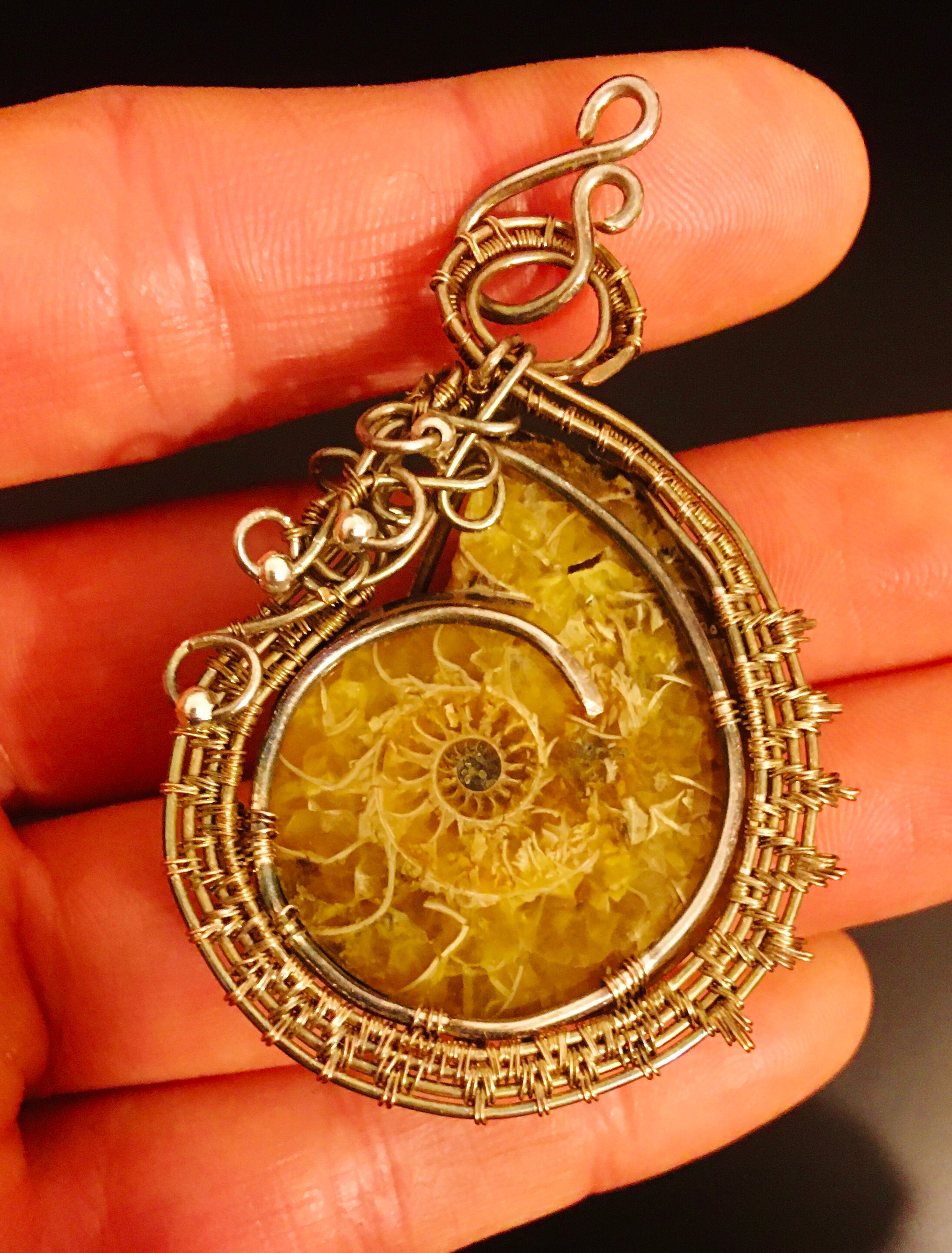 Ammonite Wire-wrap Pendant - Etsy