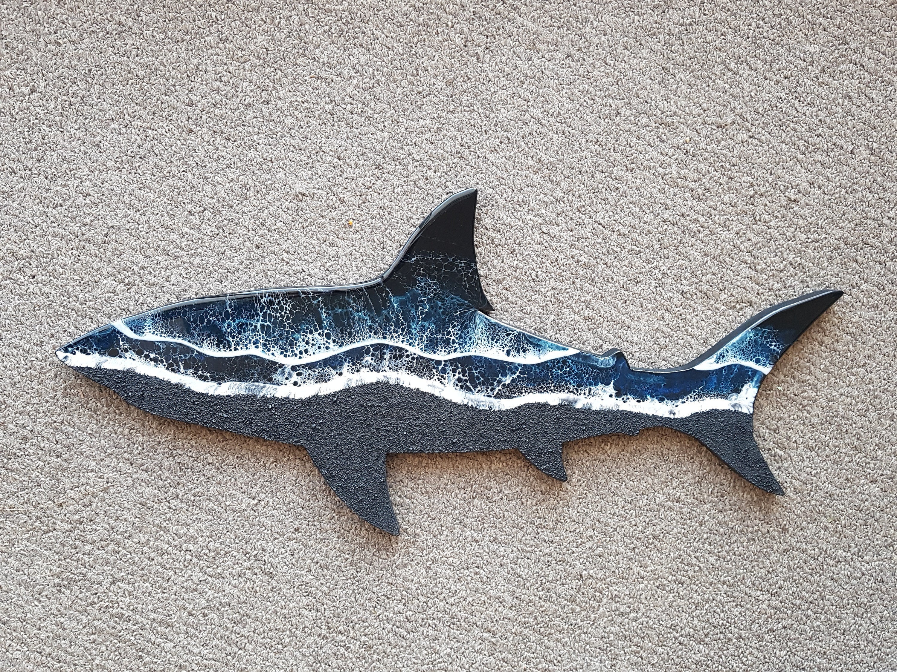 Shark Wall Art With Sand / Beach Art / Resin Painting / Ocean / Nature ...