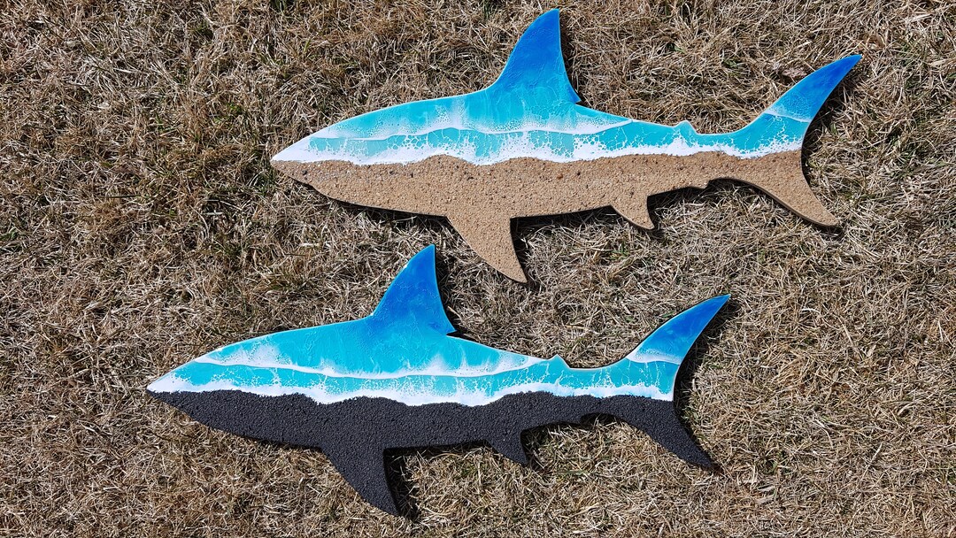 Shark Wall Art With Sand / Beach Art / Resin Painting / Ocean / Nature ...