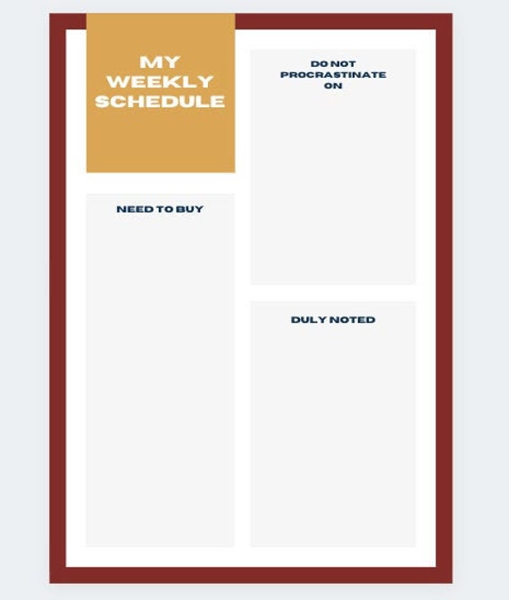 My Weekly Schedule Printable PDF | Etsy