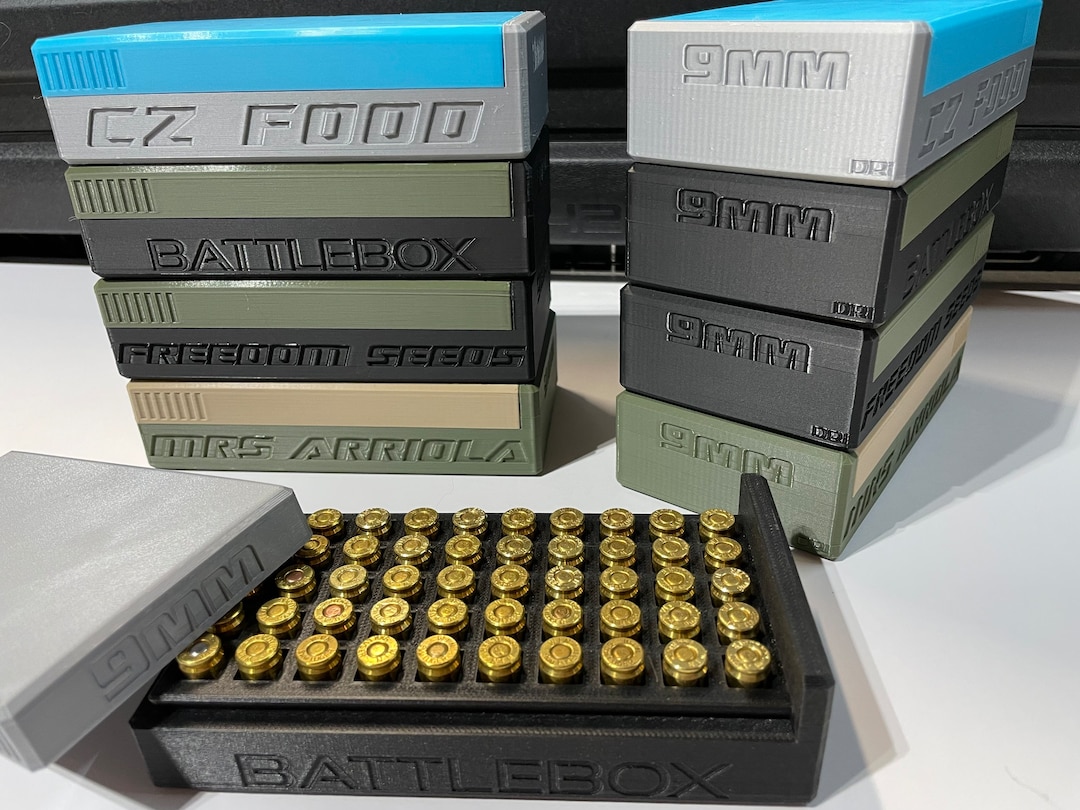 9mm Ammo Box Ammunition Storage - Perfect for Range Day - Holds 50 Rounds of 9MM Luger ...