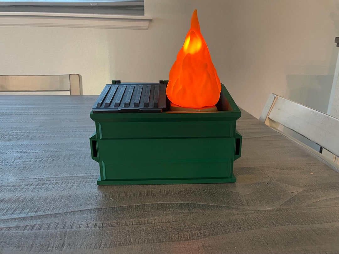 Dumpster Fire Desktop Decor With Dual Lids - Dumpster Night Light With ...
