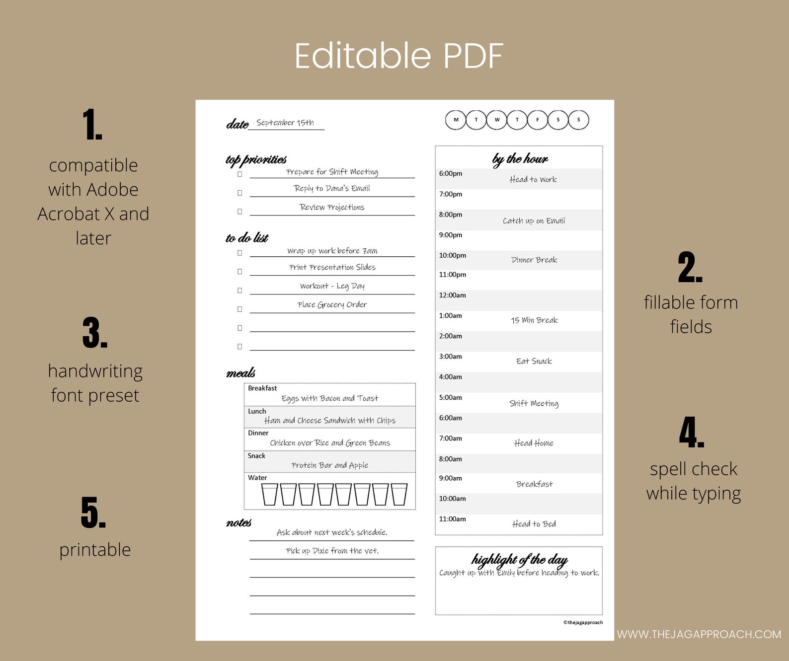 Night Shift Daily Planner Printable | Standard US Letter Size and ...