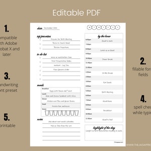 Night Shift Daily Planner Printable | Standard US Letter Size and ...