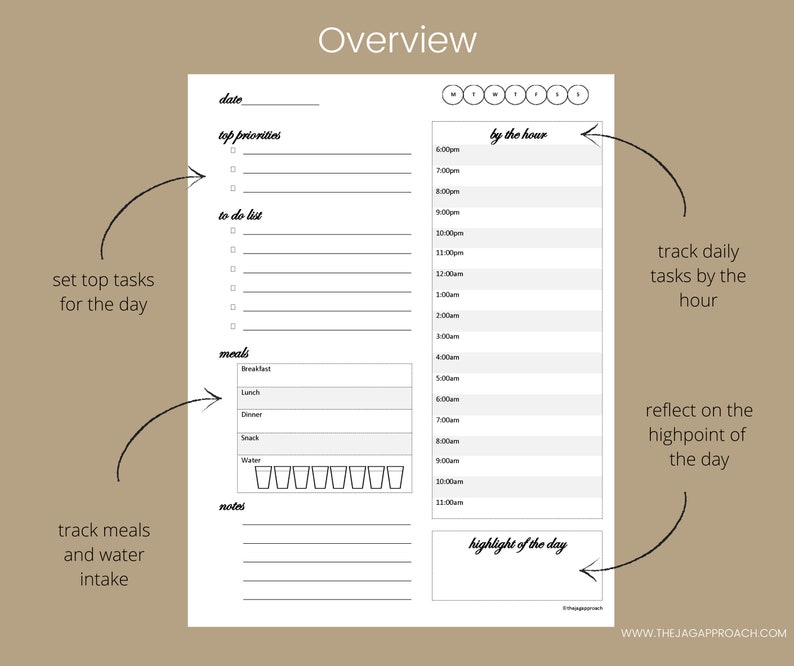 Night Shift Daily Planner Printable | Standard US Letter Size and ...