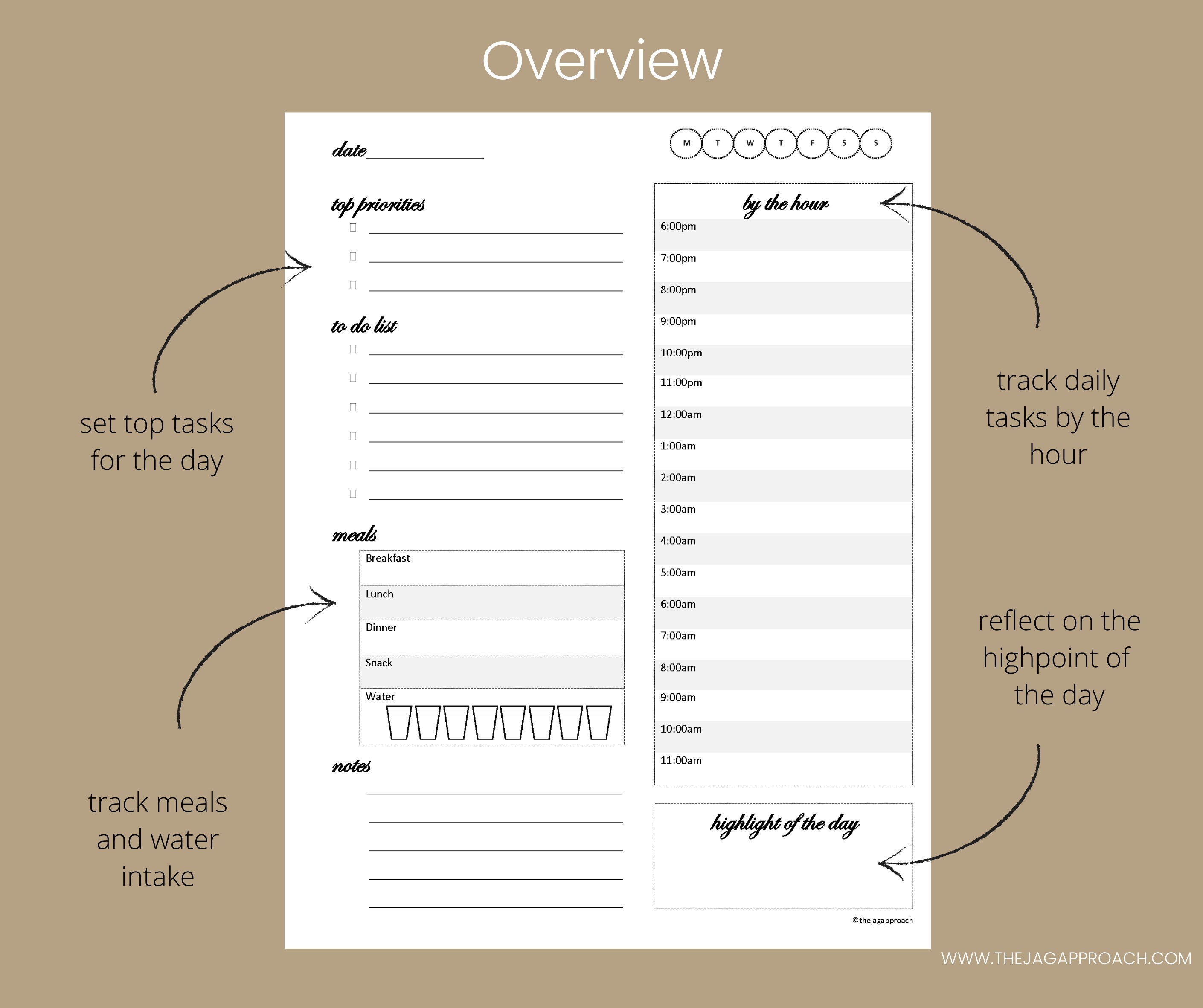 Night Shift Daily Planner Printable | Standard US Letter Size and ...