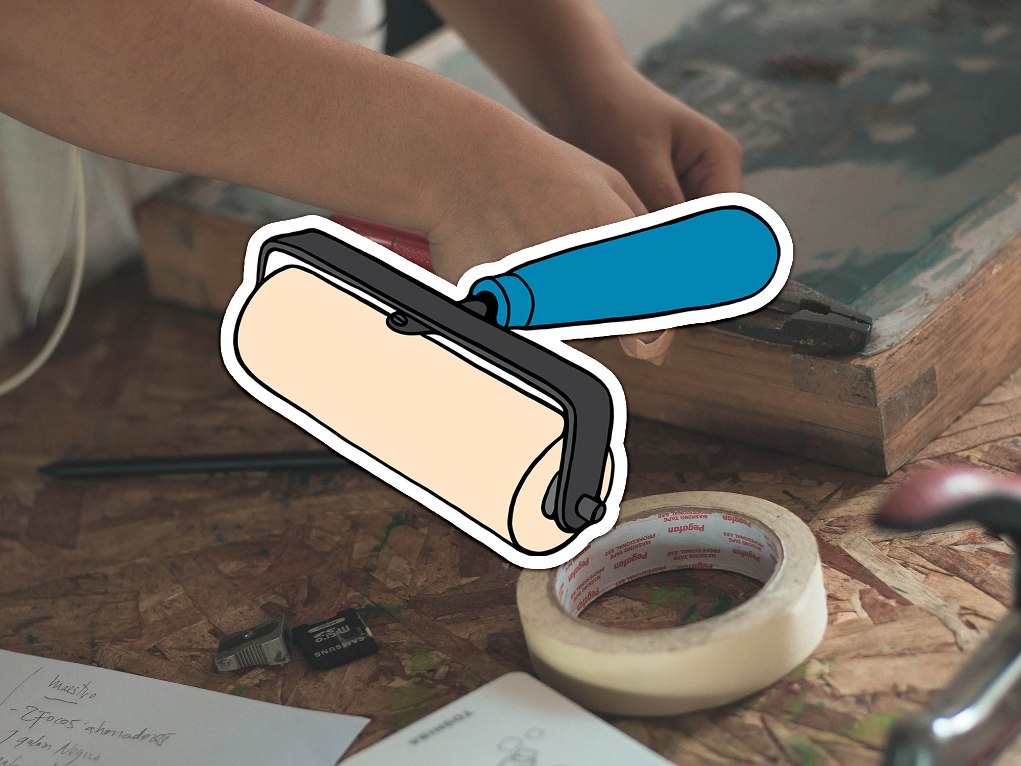 Printmaking Brayer Vinyl Sticker - Etsy