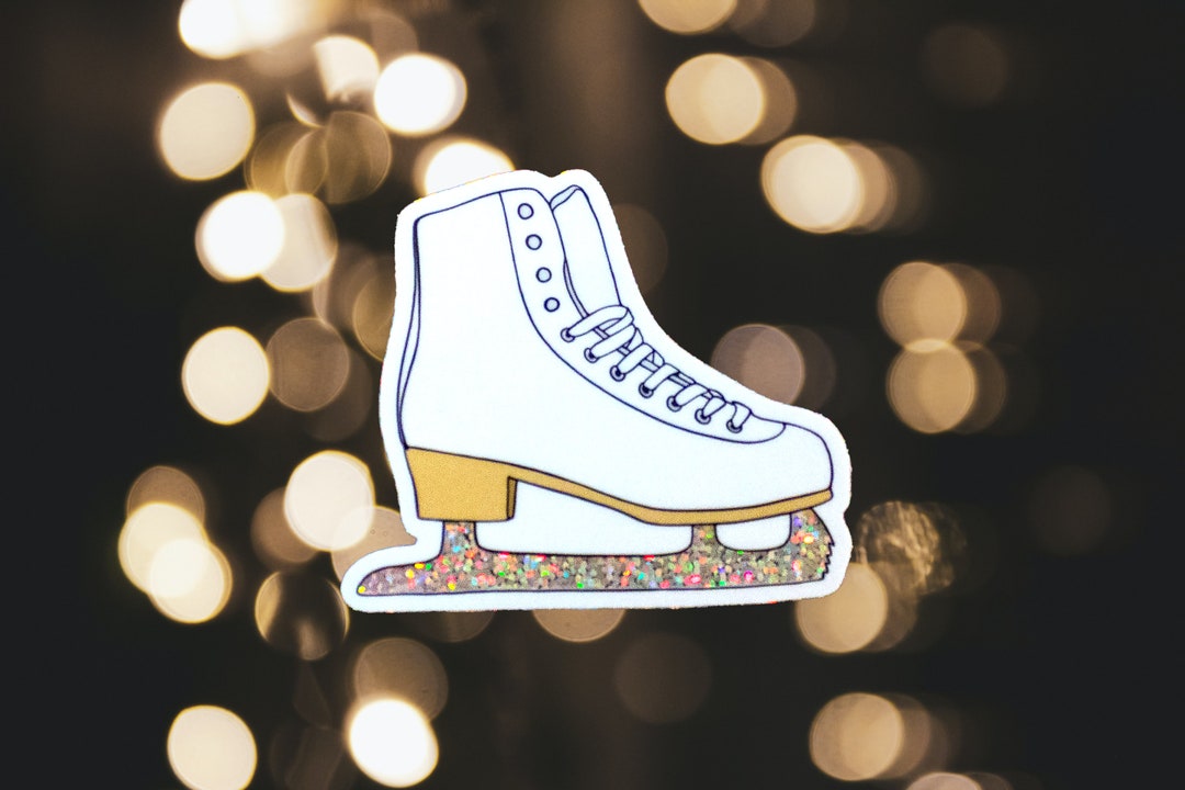 Sparkly Glitter Ice Skates Vinyl Sticker - Etsy