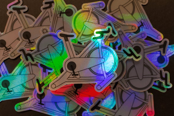 Holographic Spin Bike Vinyl Sticker - Etsy