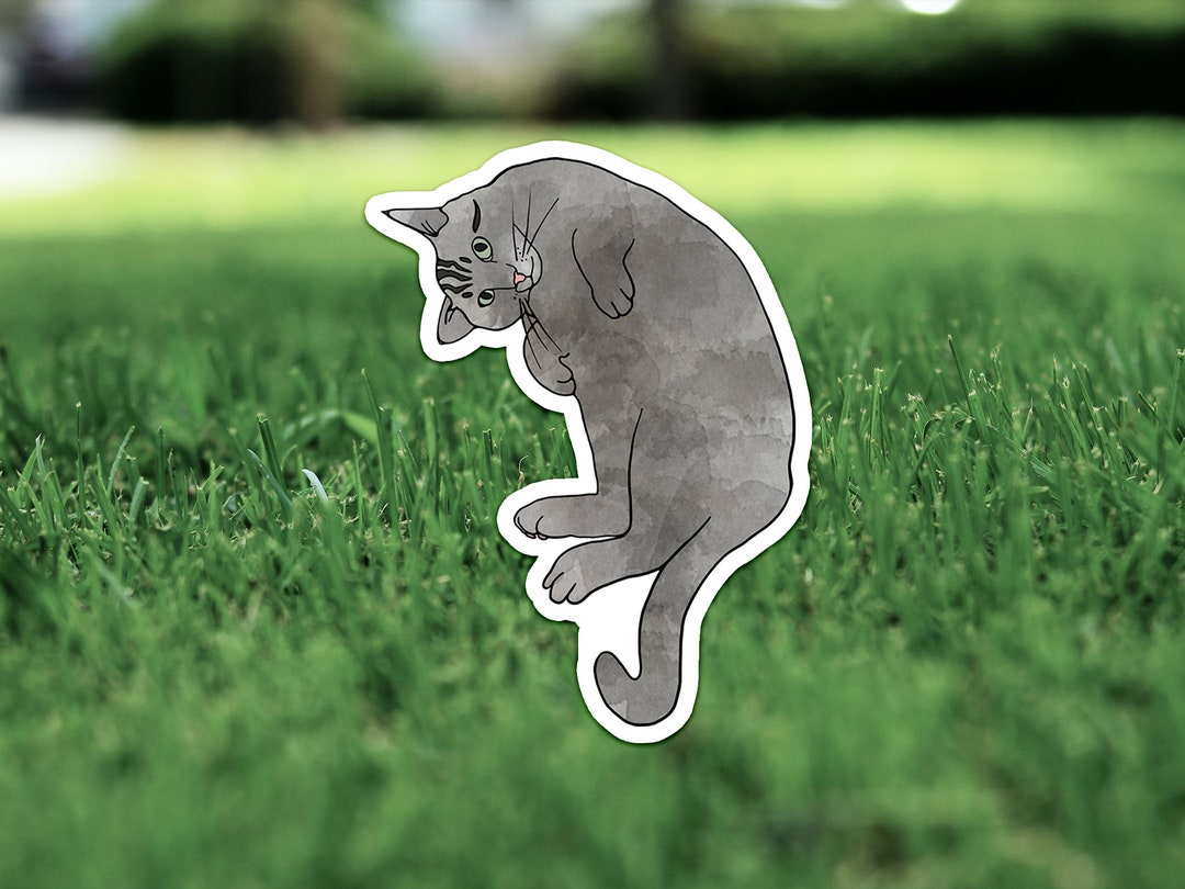 Grey Tabby Cat Vinyl Sticker - Etsy